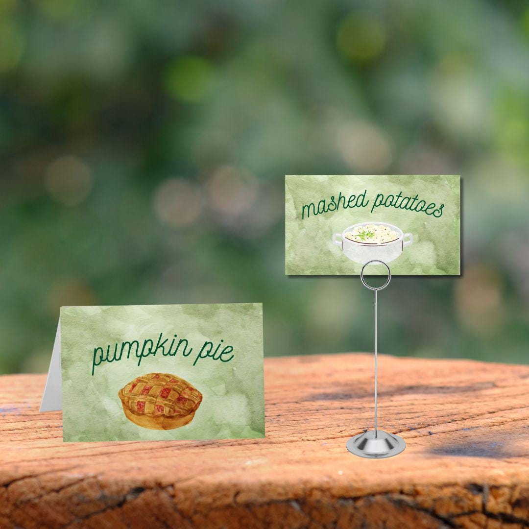 Thanksgiving Food Label Cards Food Tents Editable Friendsgiving Party ...