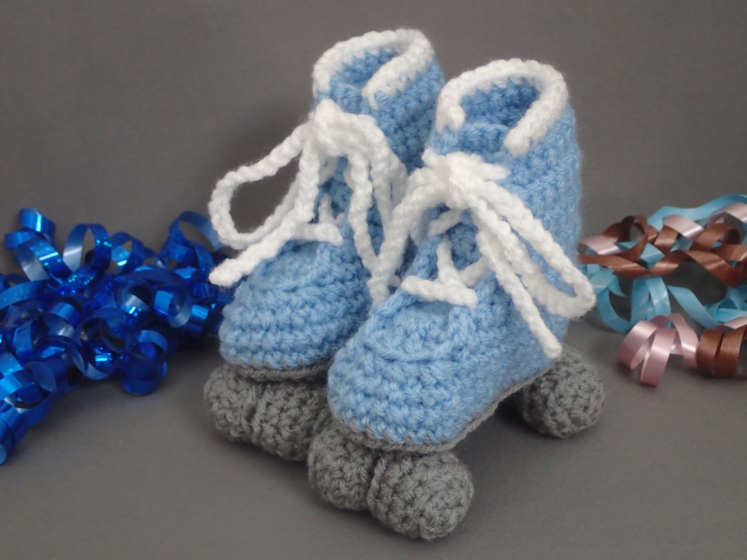 Light Blue Newborn Baby Roller Skate Booties, Roller Derby Baby, Infant ...