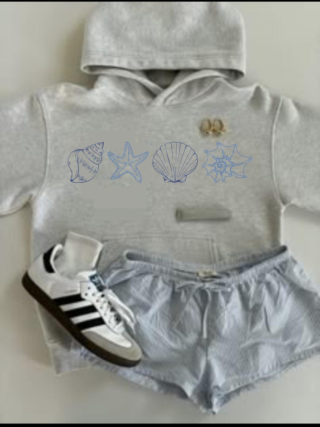 Seashell Print Hoodie: Coastal Beach Pullover - Etsy