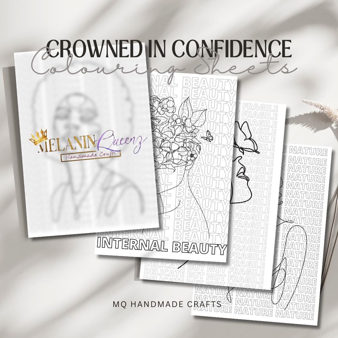Crowned in Confidence Colouring Sheets (10pcs) - Etsy