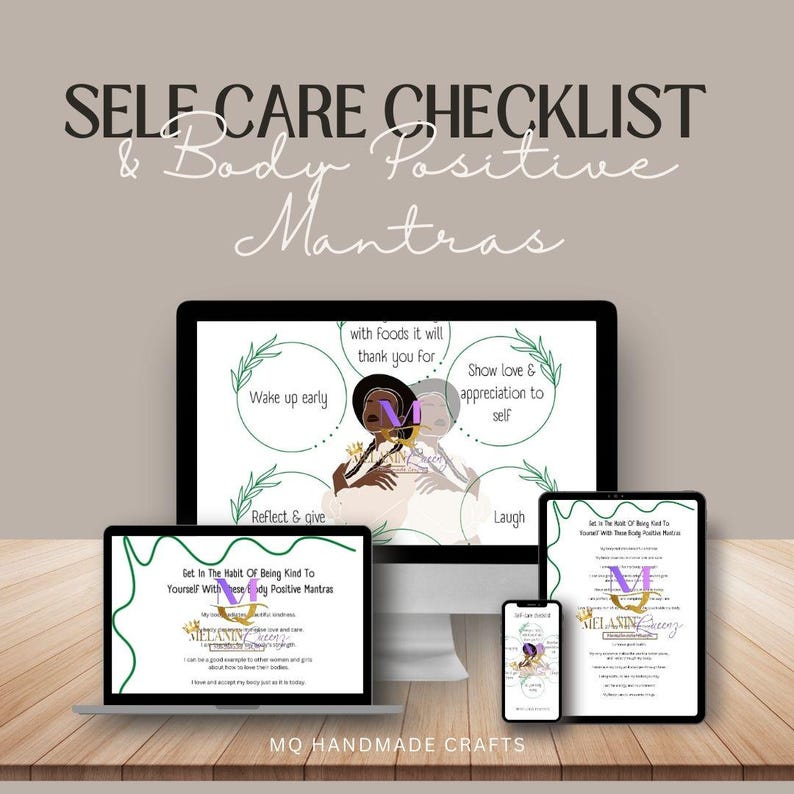 Self Care Checklist & Body Positive Mantras (2pcs) - Etsy