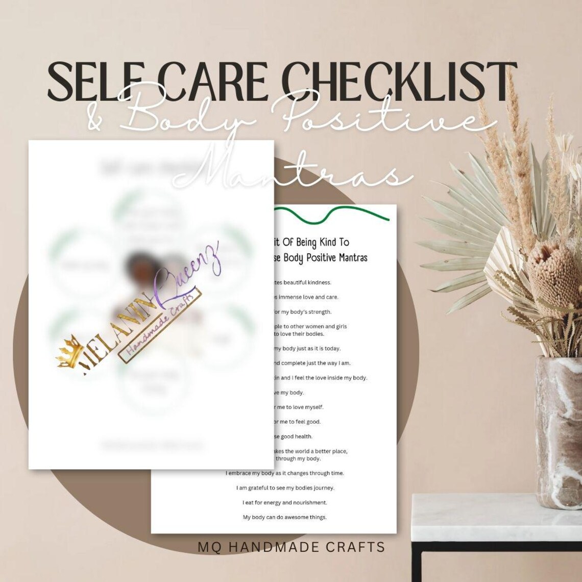 Self Care Checklist & Body Positive Mantras (2pcs) - Etsy