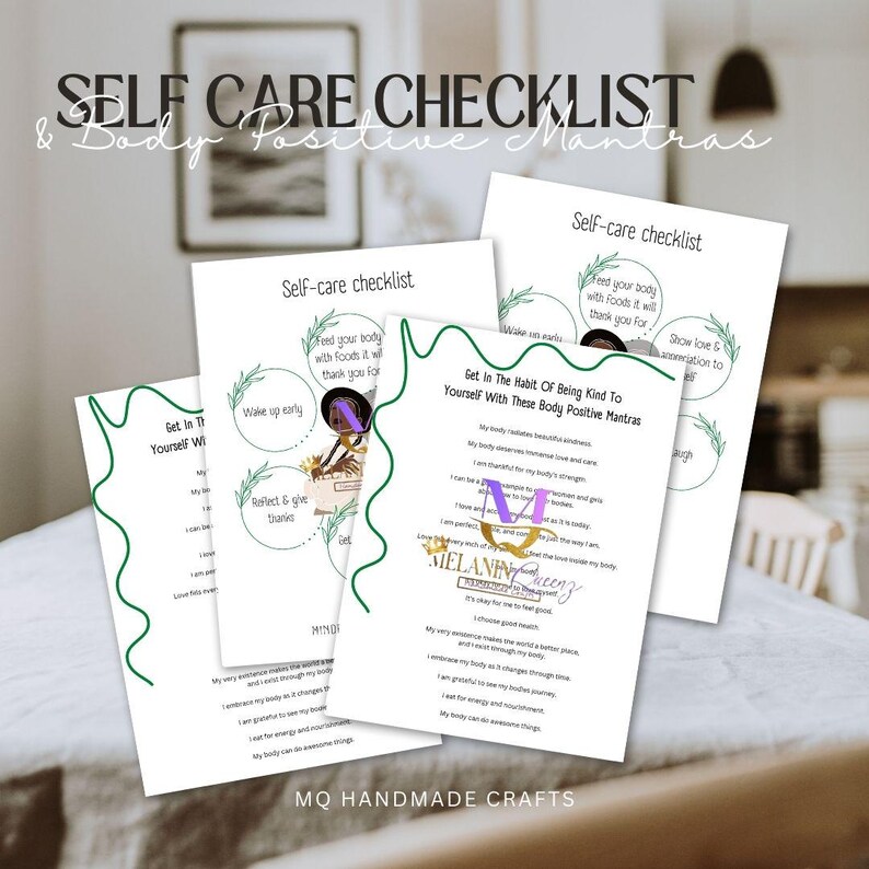 Self Care Checklist & Body Positive Mantras (2pcs) - Etsy