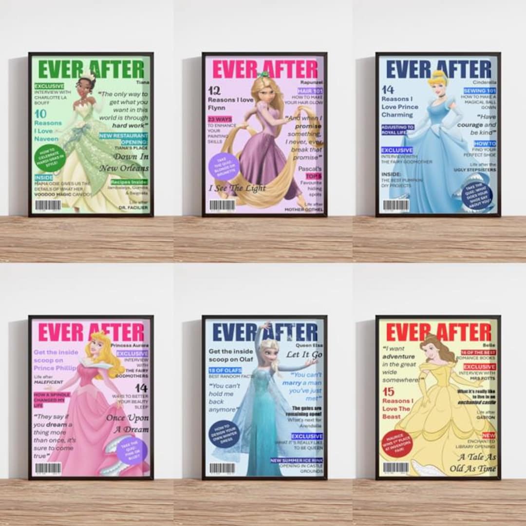 Set of 14 Disney Princess Magazine Covers Printable Posters ...