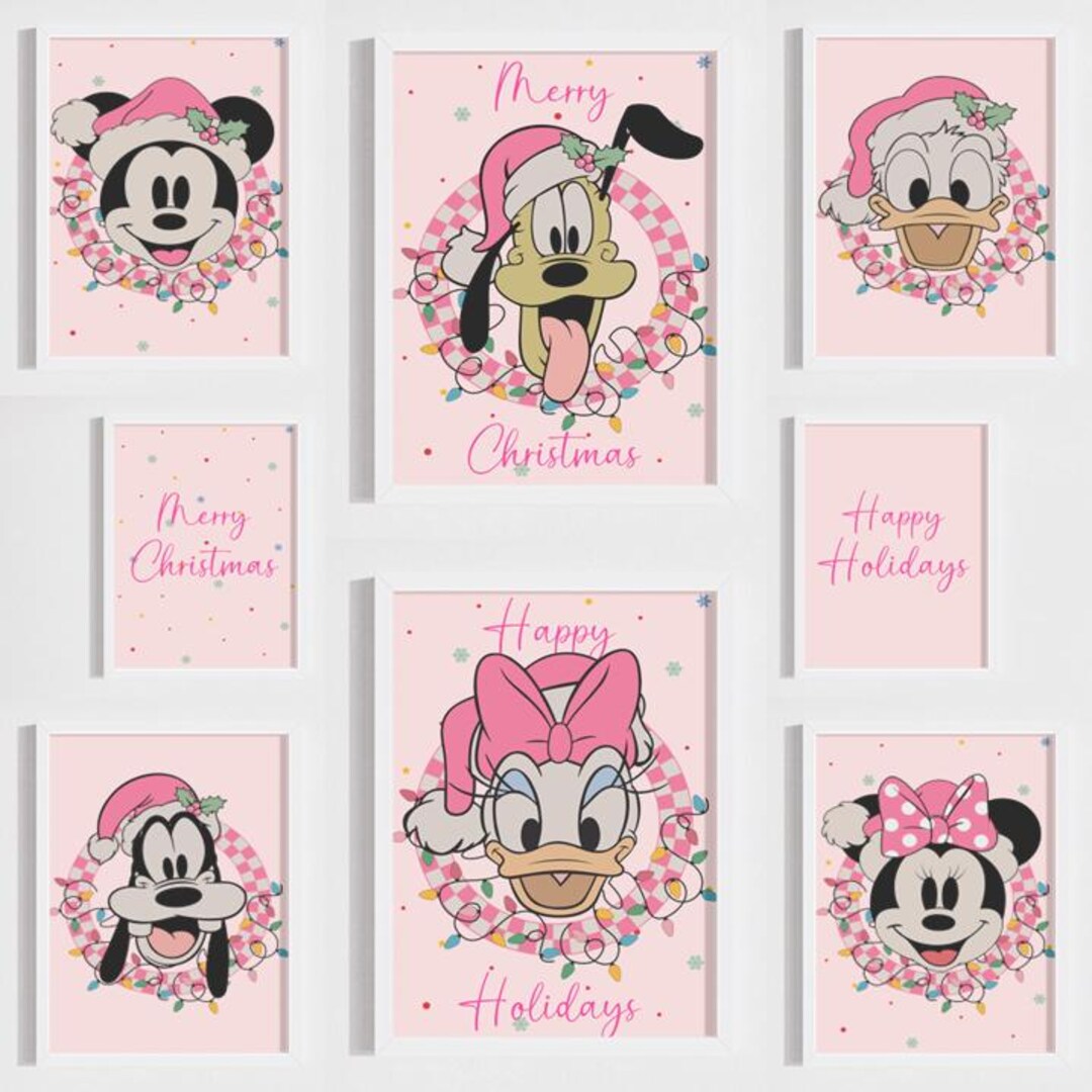 Set of 28 Disney Christmas Character Printable Posters Childs Room ...