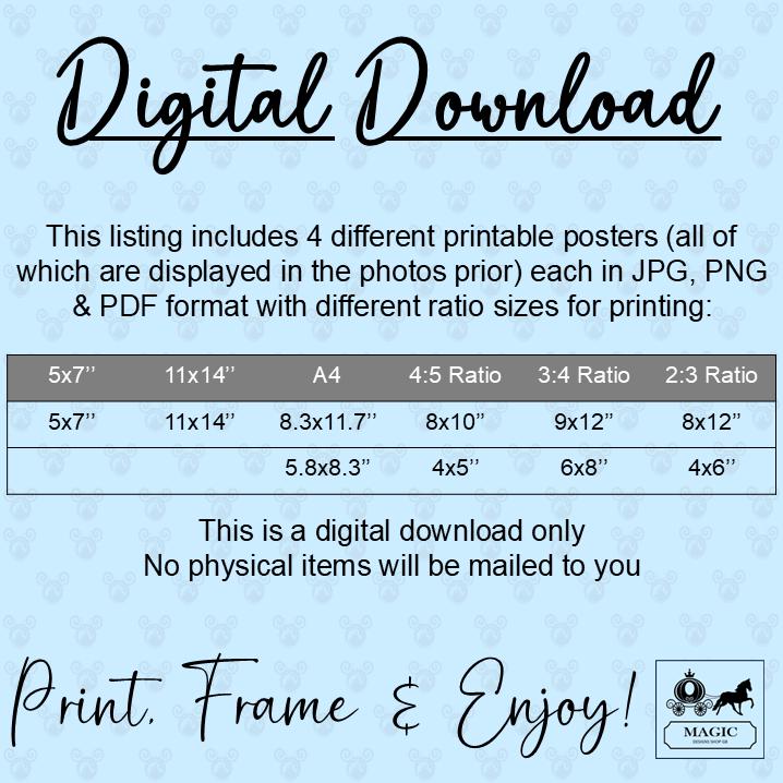Set of 4 Shrek Movie Printable Posters Film Décor Prints Kids Room ...