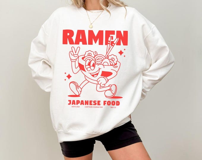 Retro Japanese Ramen Sweatshirt • Japan Style Ramen Crewneck • Plus ...