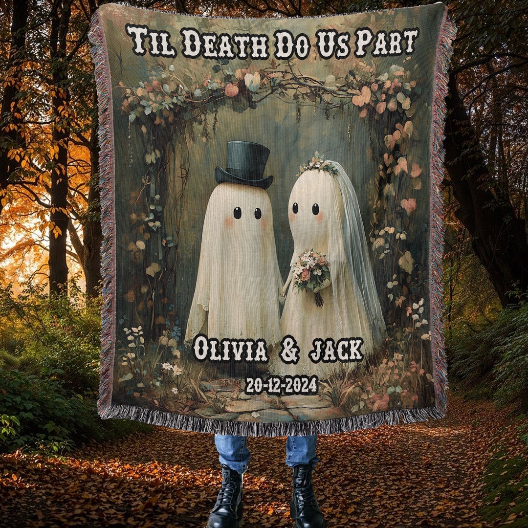 Personalized Wedding Anniversary Couple Boo Ghost Halloween Woven ...