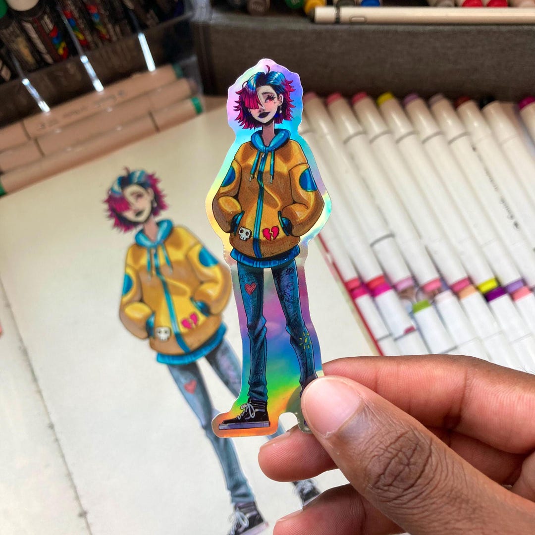 Character Alex” Holographic Sticker - Etsy