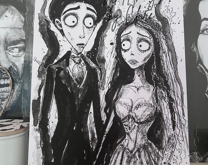 Emily and Victor From Corpse Bride Gothic Horror Art Print A4 ...