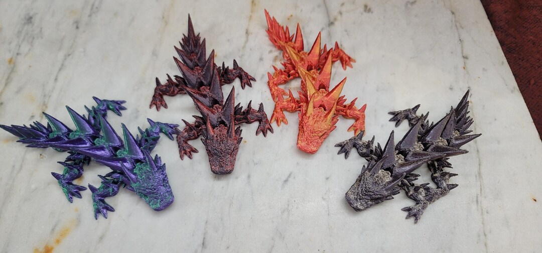 3D Printed Bone Spike Dragons Articulated Fantasy Décor Flexible Dragon ...