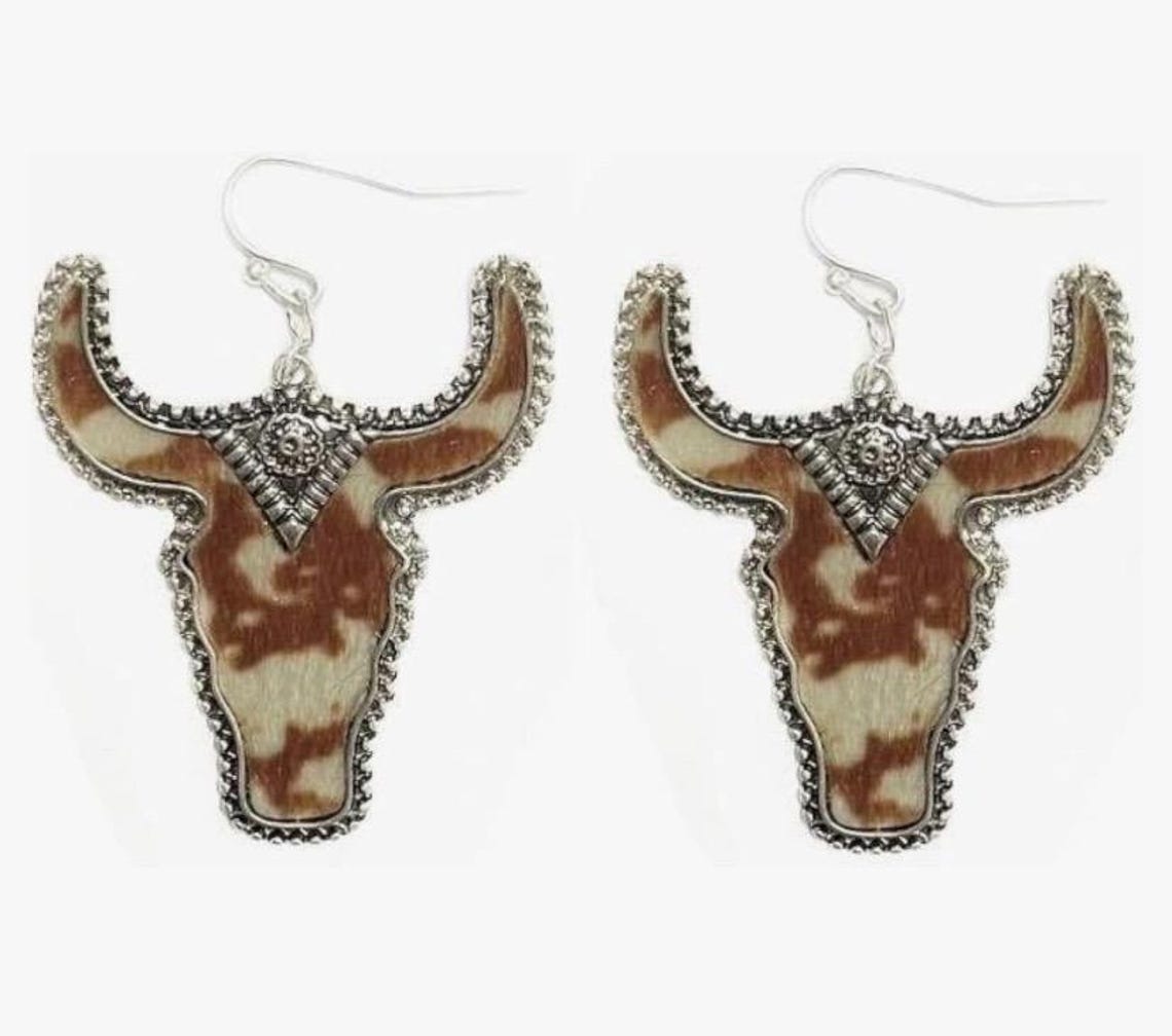 Western Style Cow Head Earrings - Etsy