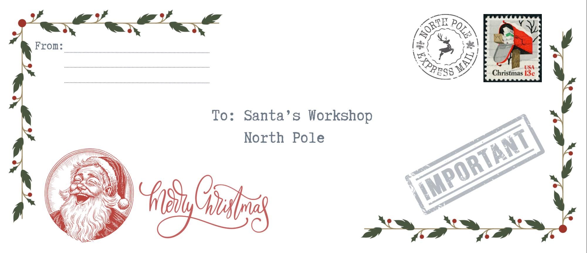 Letter & Envelope to Santa - Etsy