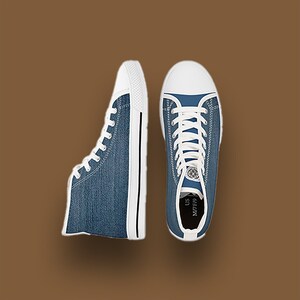 Stylish Denim Pattern High Top Sneakers | Women's Footwear ...