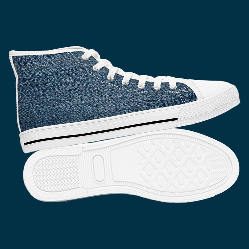 Stylish Denim Pattern High Top Sneakers | Women's Footwear ...