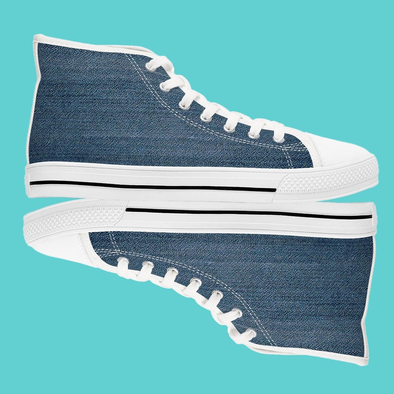 Stylish Denim Pattern High Top Sneakers | Women's Footwear ...