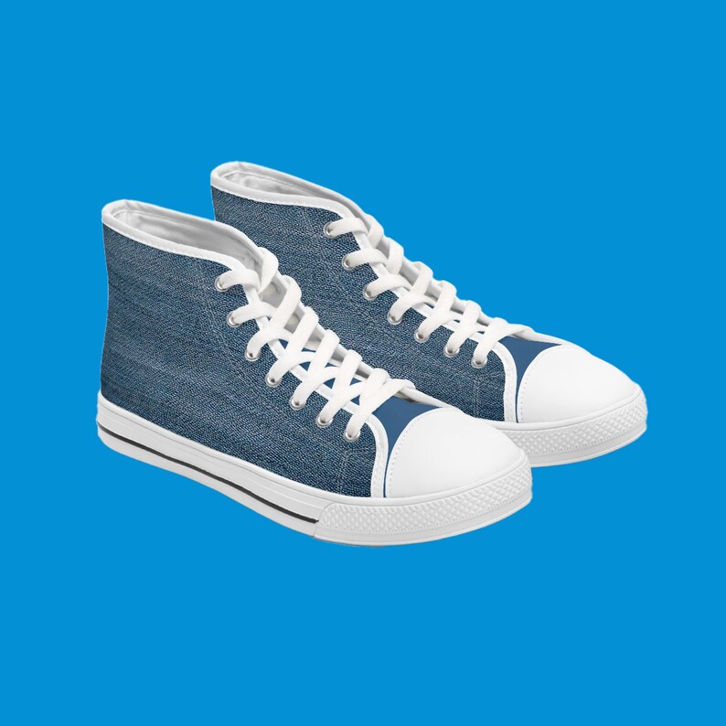 Stylish Denim Pattern High Top Sneakers | Women's Footwear ...