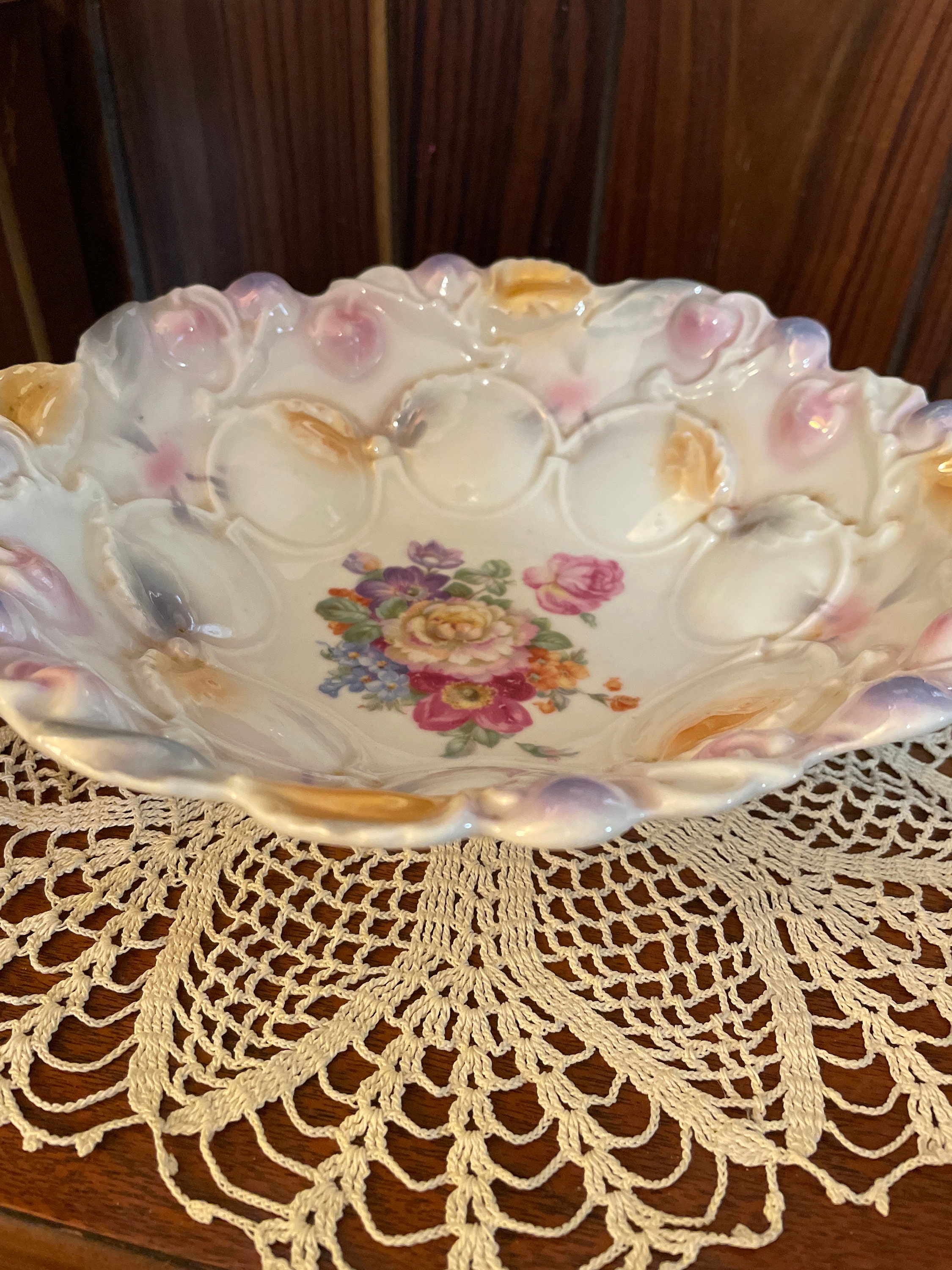 Vintage Antique German Lusterware Rose Bowl 9 Inches in Diameter 2 1/2 ...