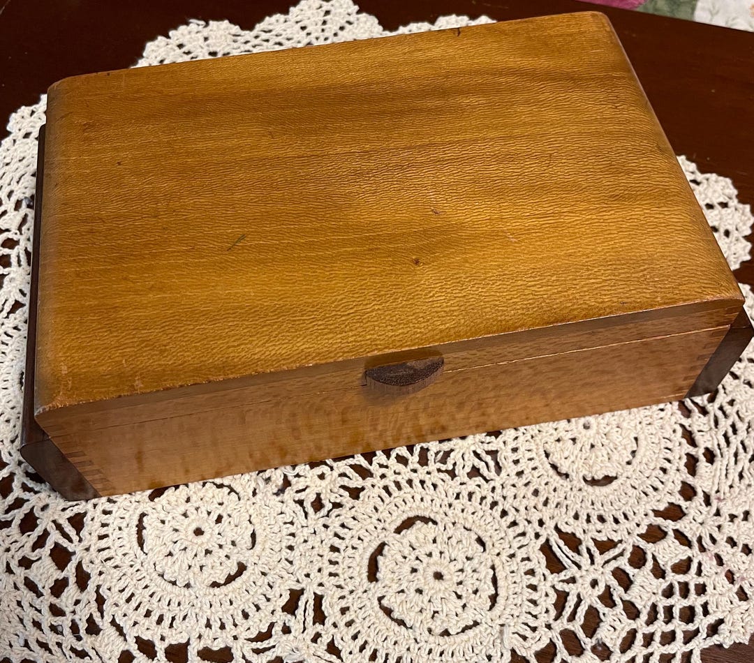 Vintage Burled Wood Dovetail Jewelry Box - Etsy