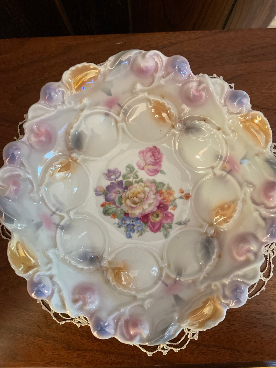 Vintage Antique German Lusterware Rose Bowl 9 Inches in Diameter 2 1/2 ...