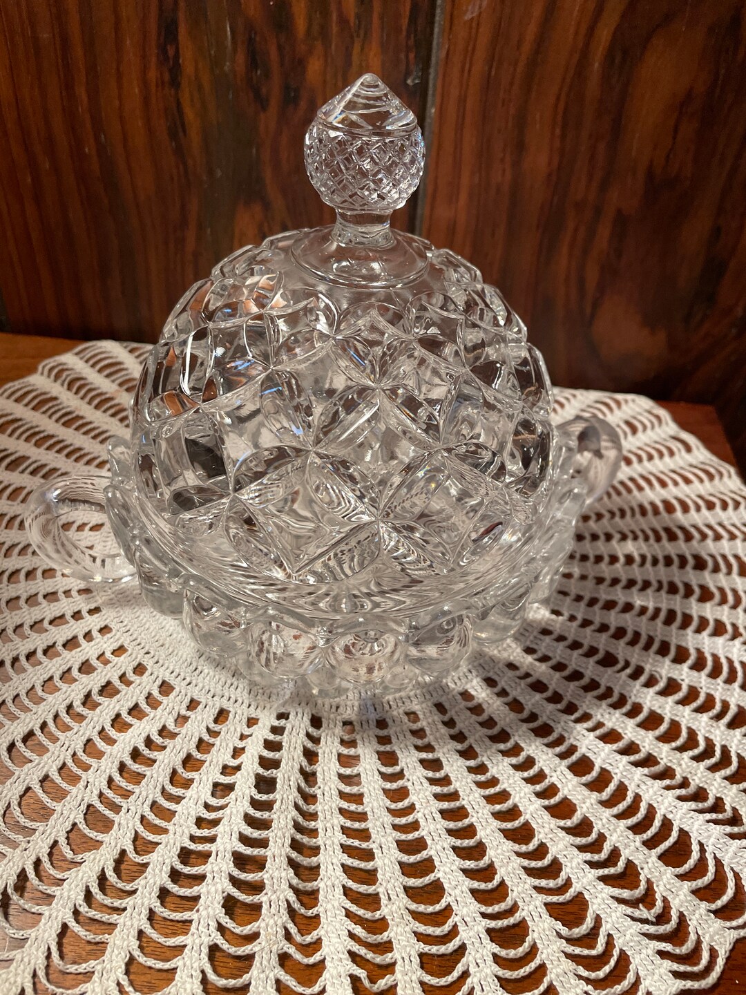 Vintage Clear, Cut Glass, Candy, Butter Dish With Lid and Pineapple ...