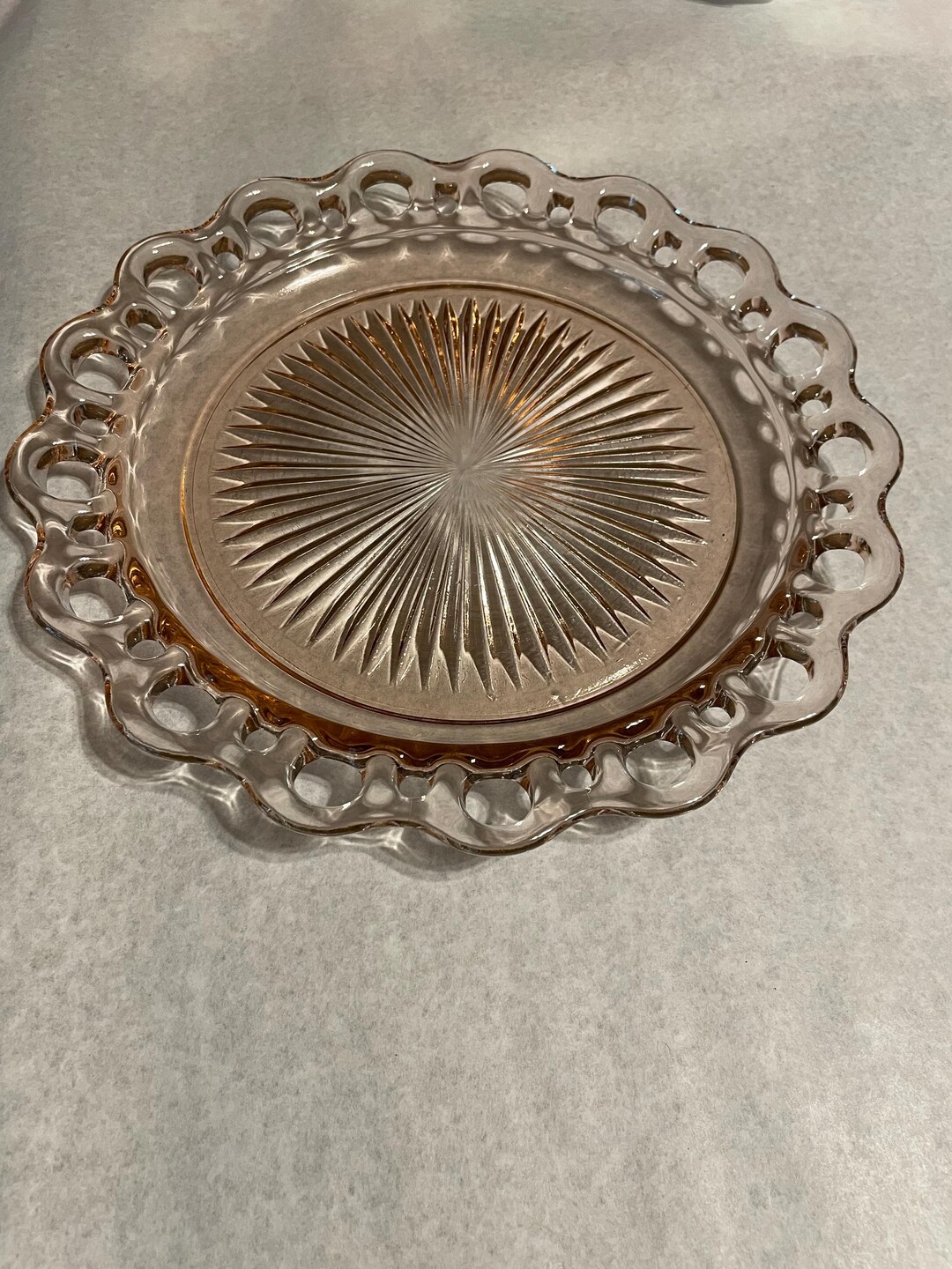Vintage Open Lace Anchor Hocking, 10” Serving Dish, Cake Plate, Pink - Etsy