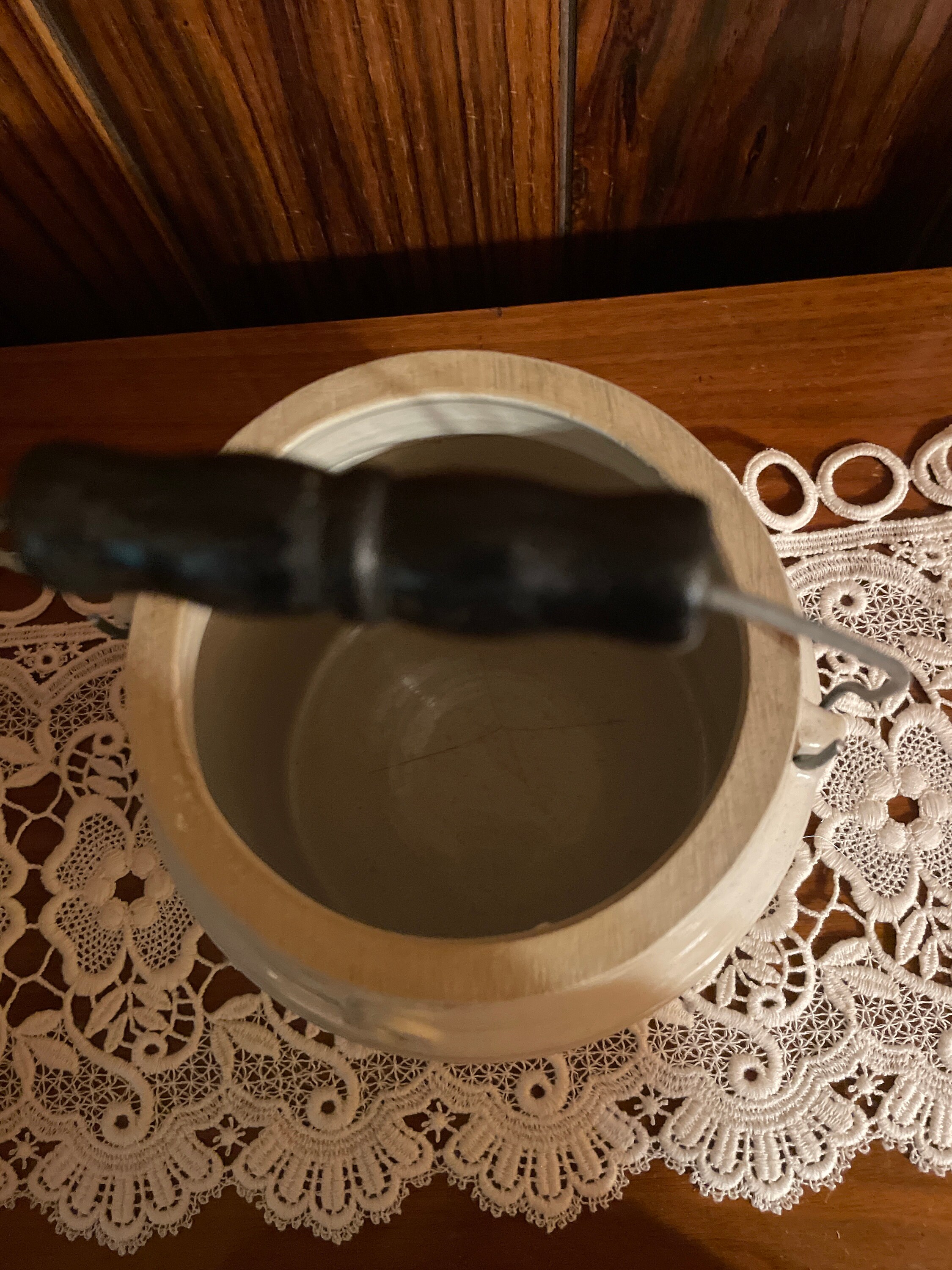 Antique Stoneware Pottery, Croc With Wood Handle 1 Gallon - Etsy