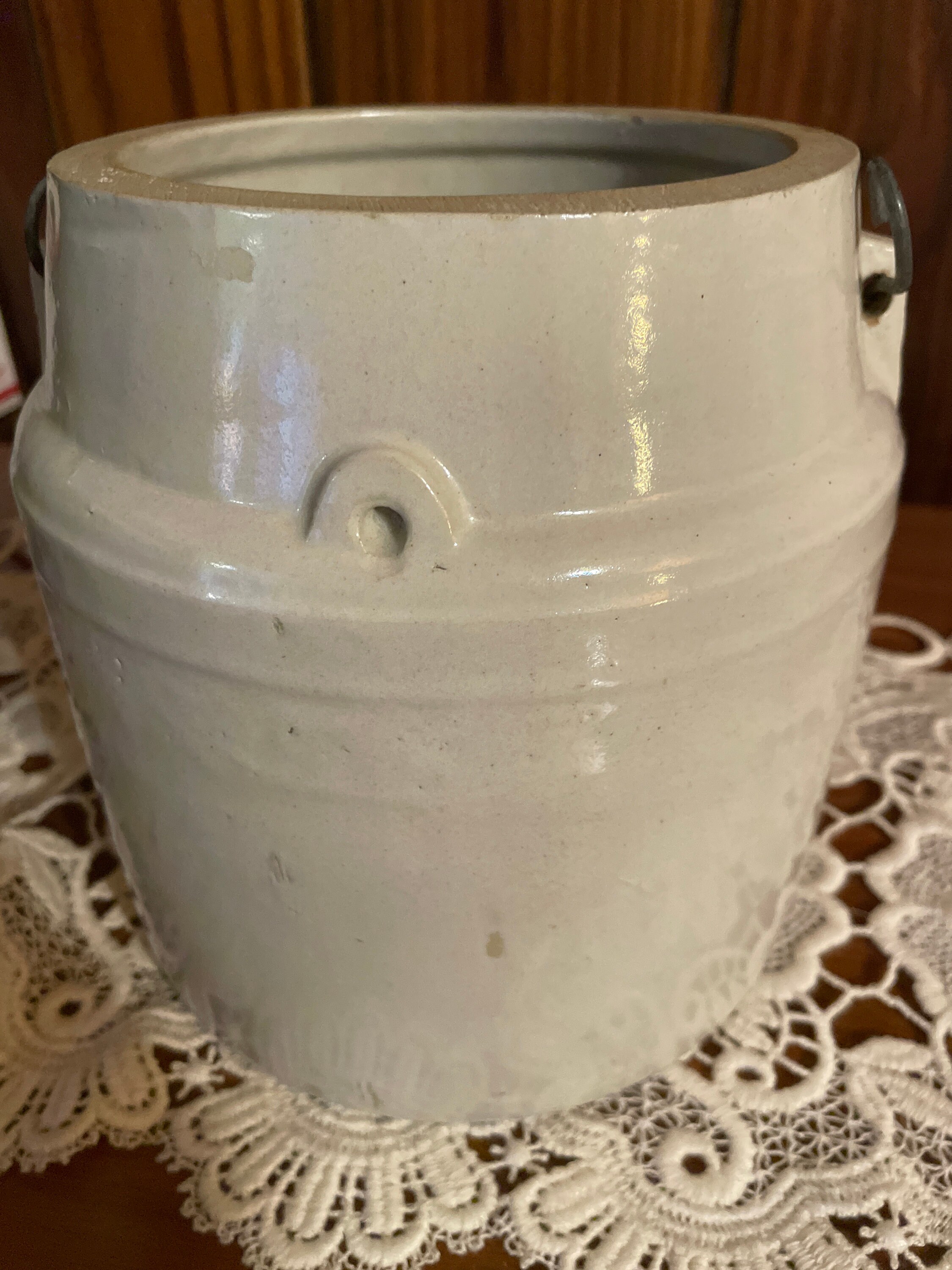 Antique Stoneware Pottery, Croc With Wood Handle 1 Gallon - Etsy