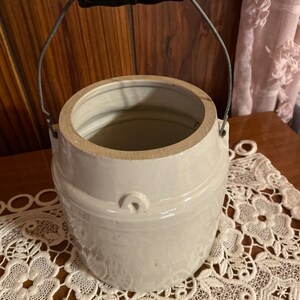 Antique Stoneware Pottery, Croc With Wood Handle 1 Gallon - Etsy