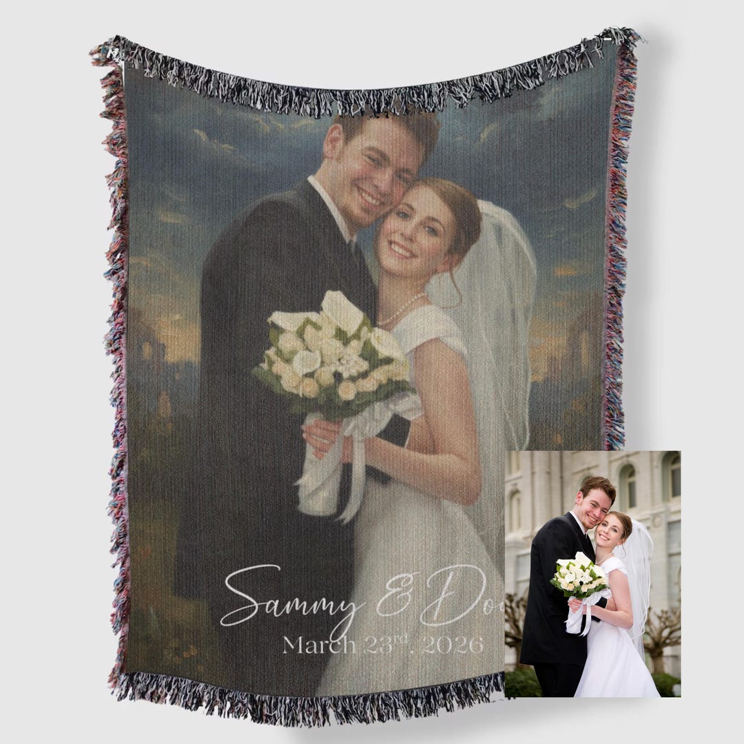 Personalized Couple Woven Blanket, Custom Wedding Gift, Valentines Day ...