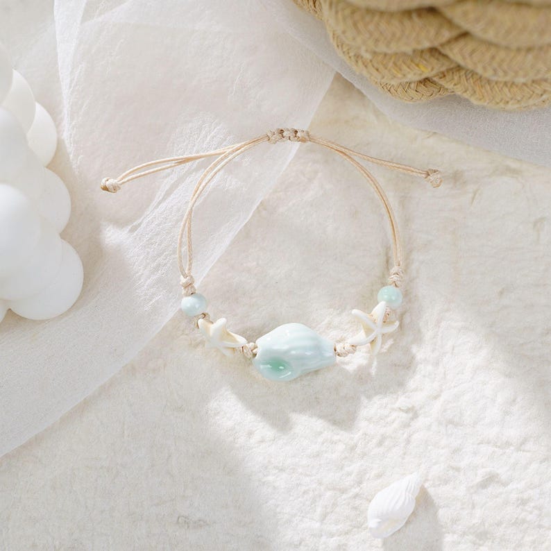 Beachy Shell Bracelet, Ocean Starfish Bracelet, Shell Adjustable Summer ...
