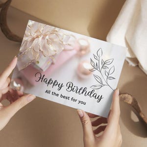 Delicate Floral Happy Birthday Digital Card | Printable Greeting - Etsy
