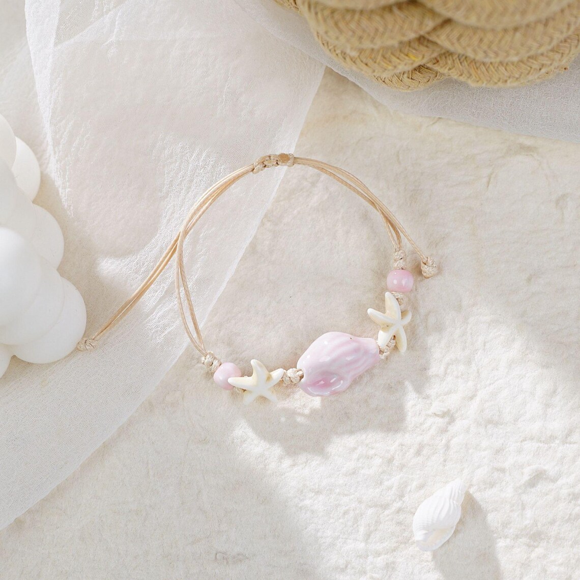 Beachy Shell Bracelet, Ocean Starfish Bracelet, Shell Adjustable Summer ...