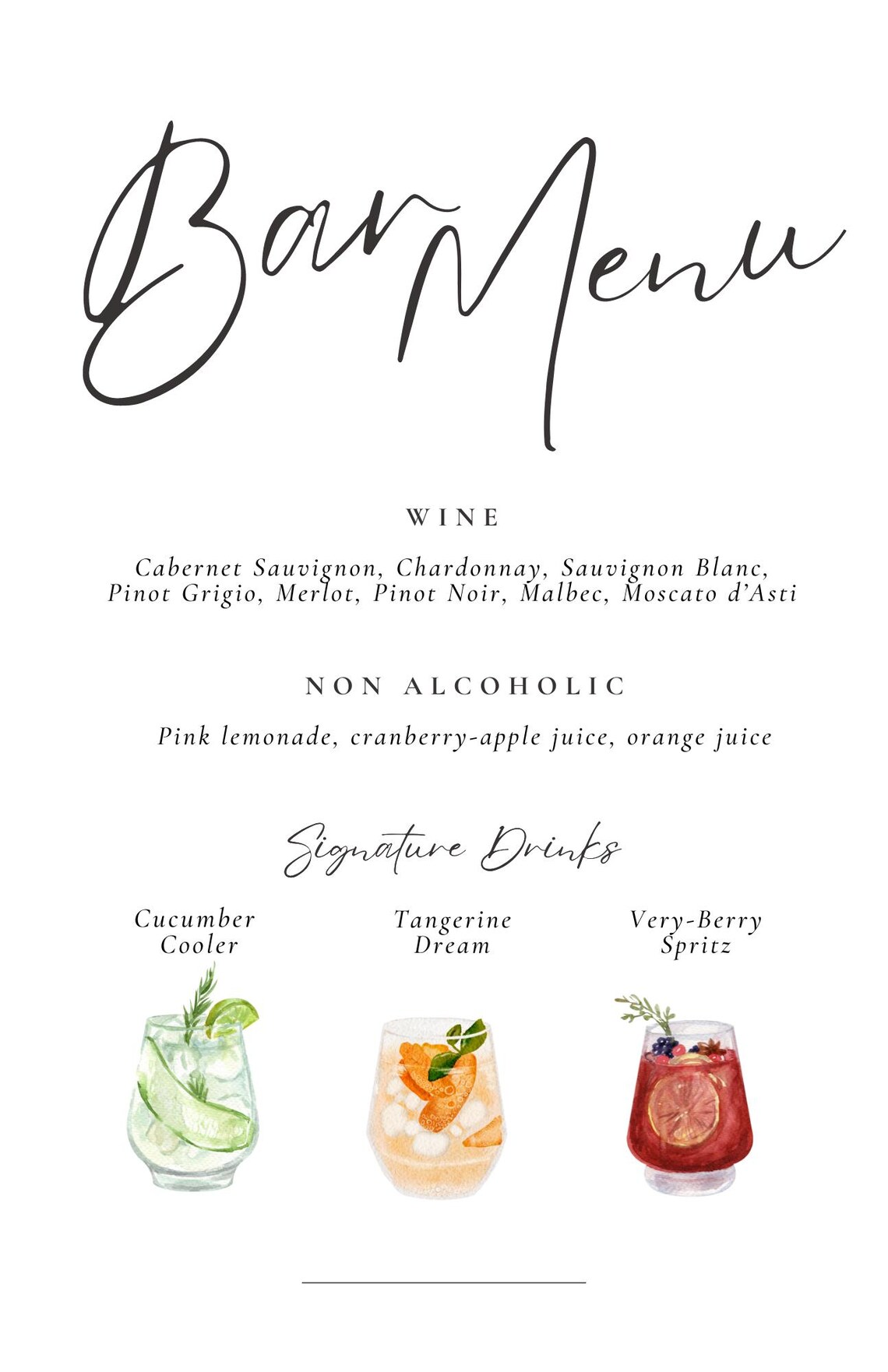 Customizable Bar Menu Template With Signature Drink Cocktail Menu for ...