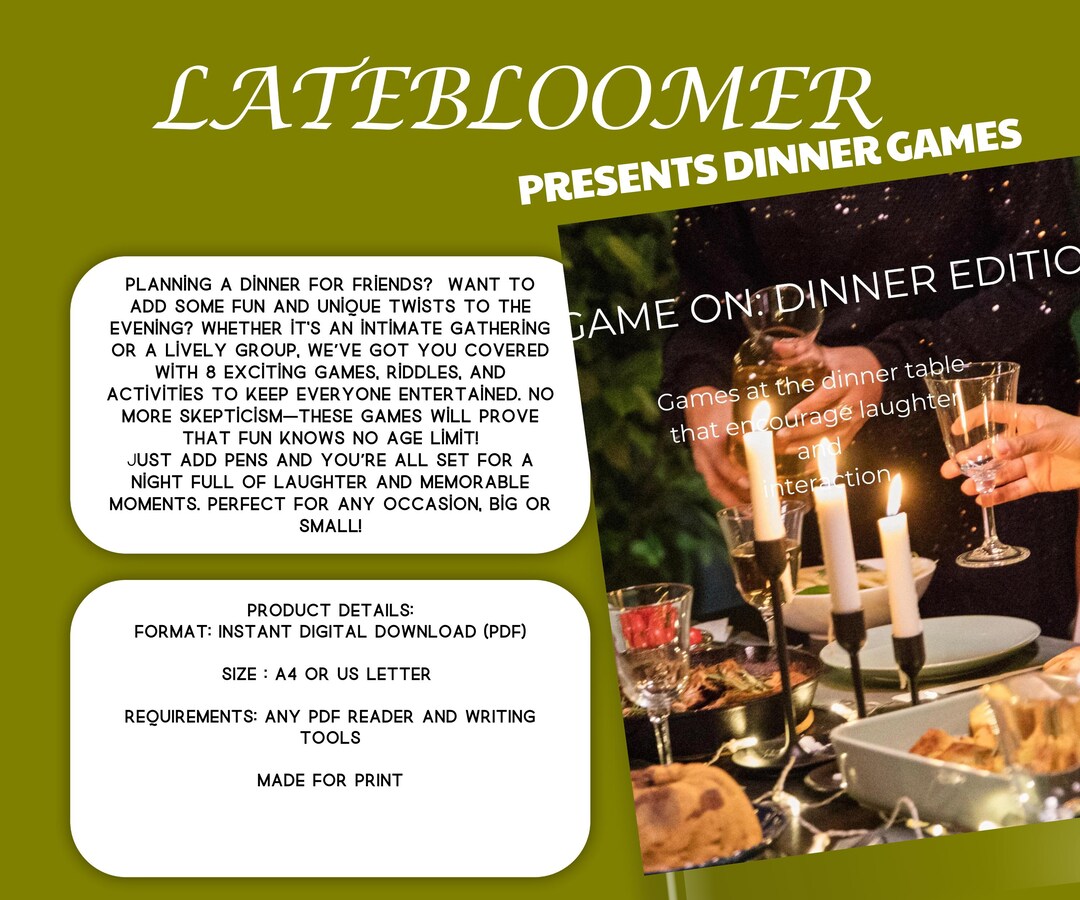Party Games for Dinner: Printable Activities for Adults and Kids - Etsy