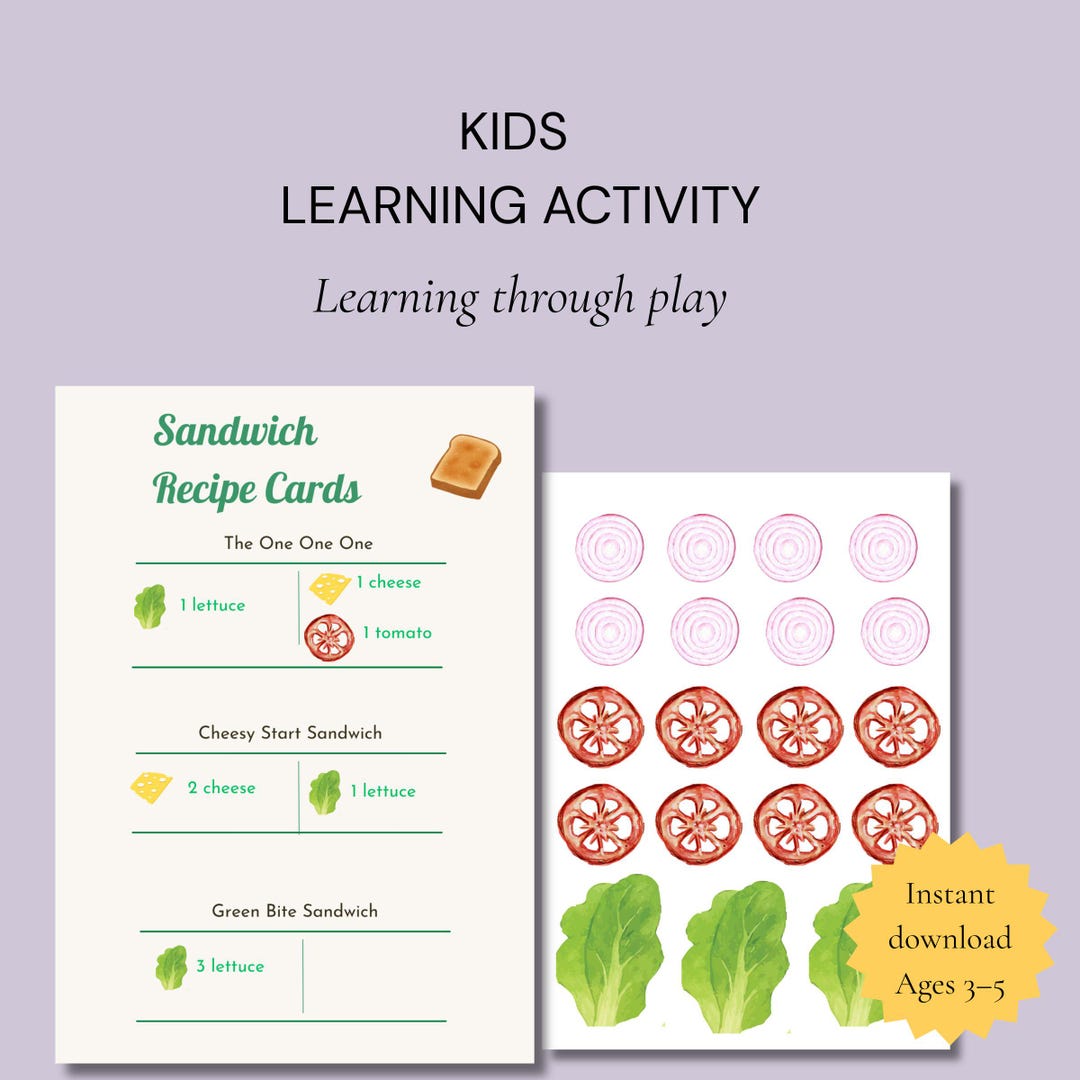 Sandwich Counting Activity for Kids,preschool Math Printable, Build a ...
