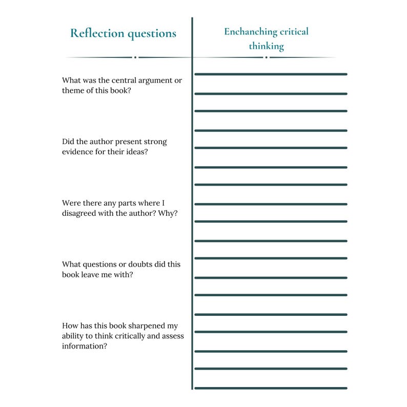 Reflective Reading Journal . Explore New Books, Develop Your ...
