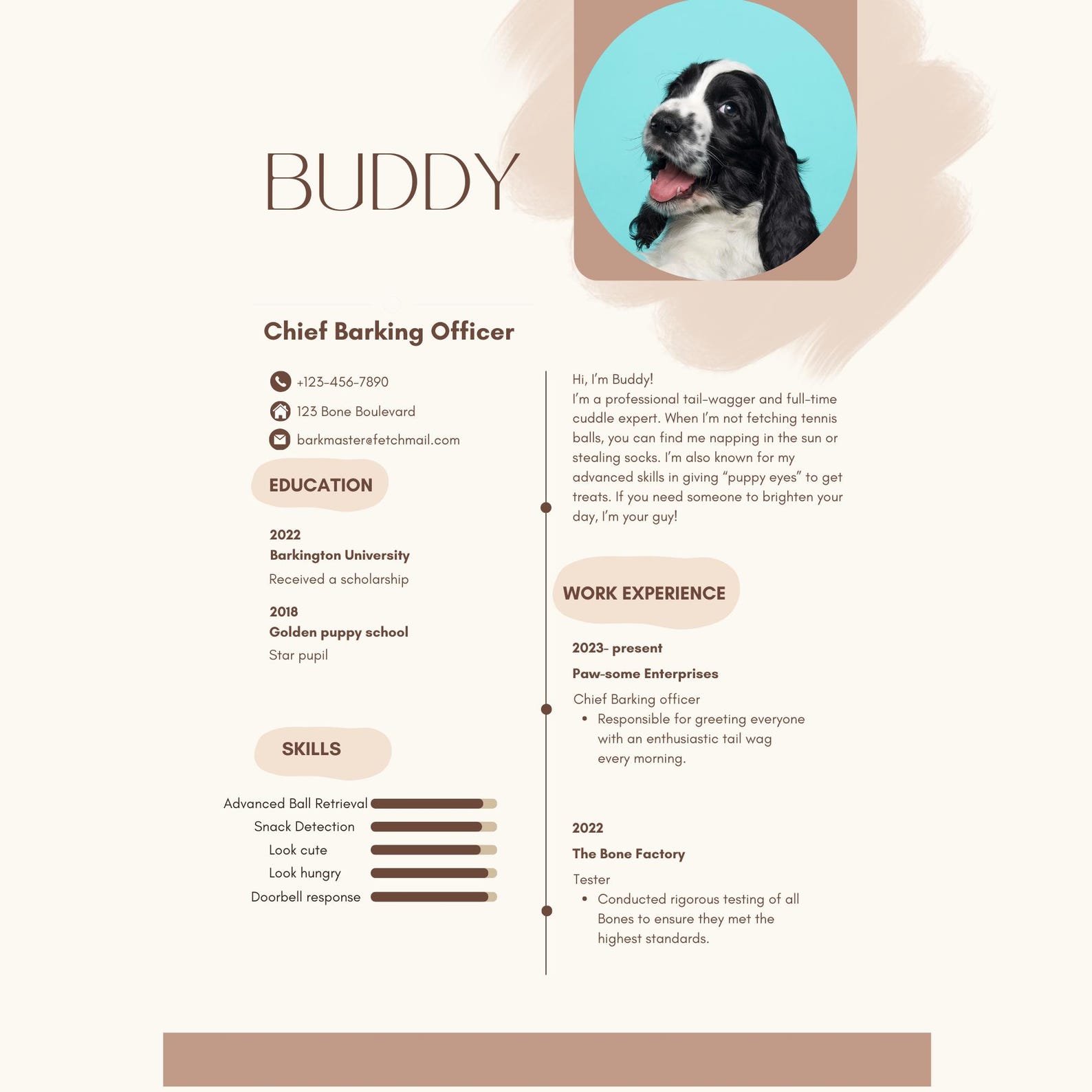 Custom Dog Profile Resume Personalized CV With Your Dogs Picture - Etsy