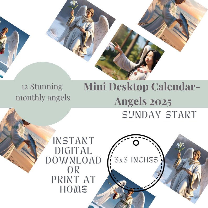 Mini Calendar,angels, 2025. Desktop Calender 3*3 - Etsy