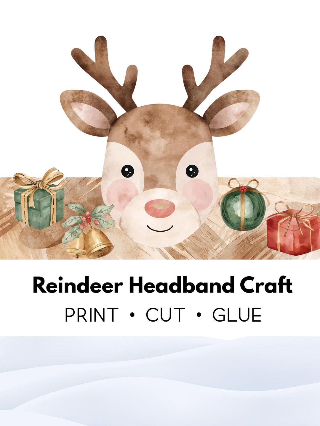 Printable Rudolph Christmas Crown for Kids, Reindeer Holiday Crown ...
