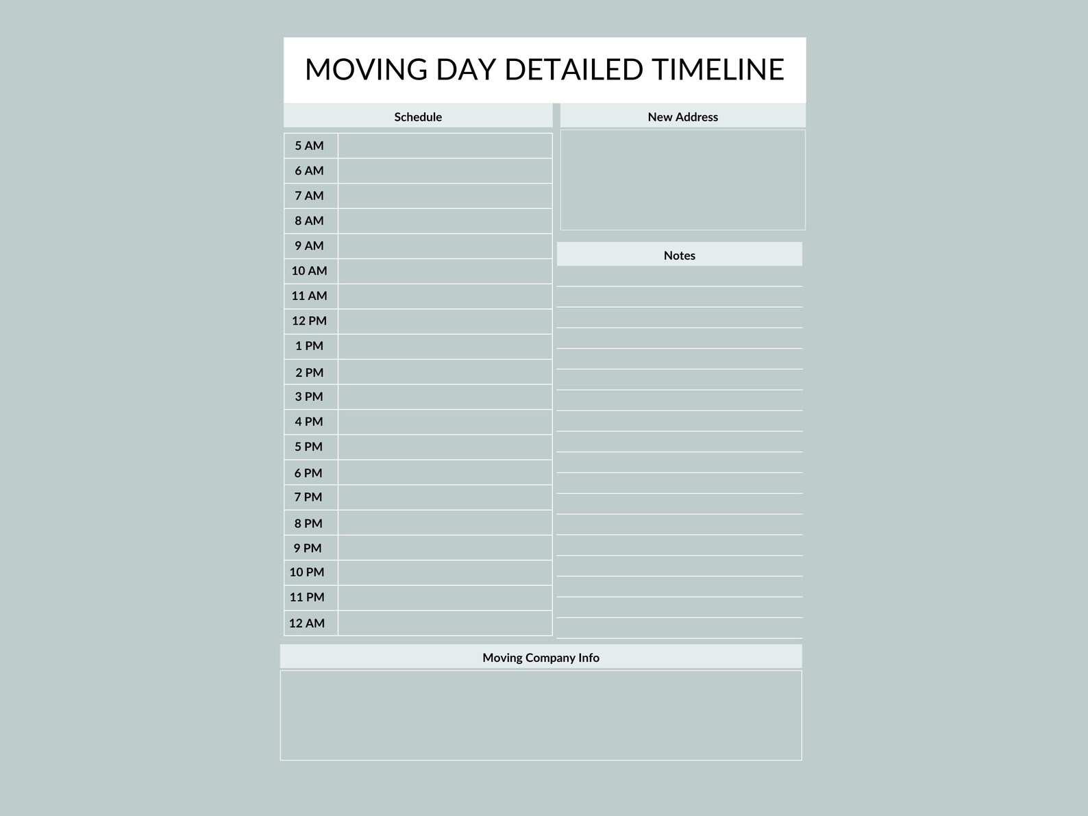 Moving and Packing Checklist for Home and Apartment | Printable PDF ...