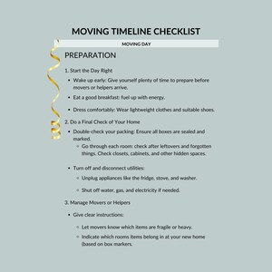 Moving and Packing Checklist for Home and Apartment | Printable PDF ...