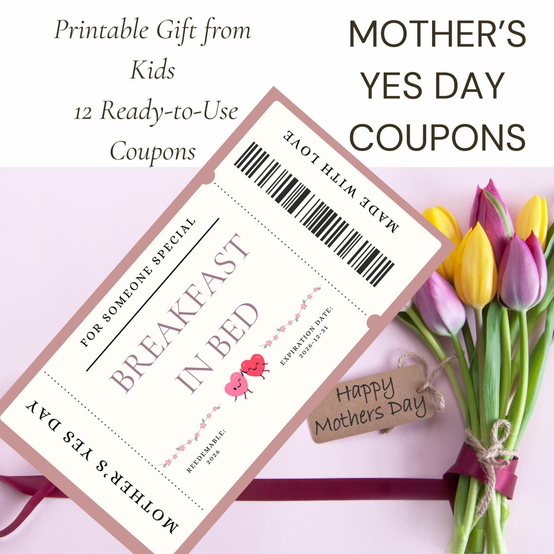 Mother's Day Yes Day Printable Tickets – Fun Vouchers for Moms - Etsy