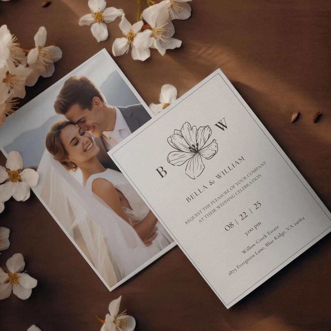 Beige Wedding Invitation Template, Neutral Minimalist Wedding Invite ...