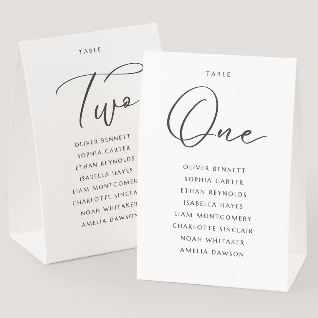 Modern Wedding Table Tent Template, Minimalist Table Numbers, Foldable ...