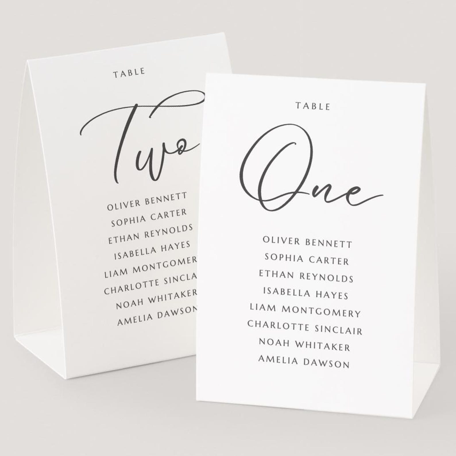 Modern Wedding Table Tent Template, Minimalist Table Numbers, Foldable ...