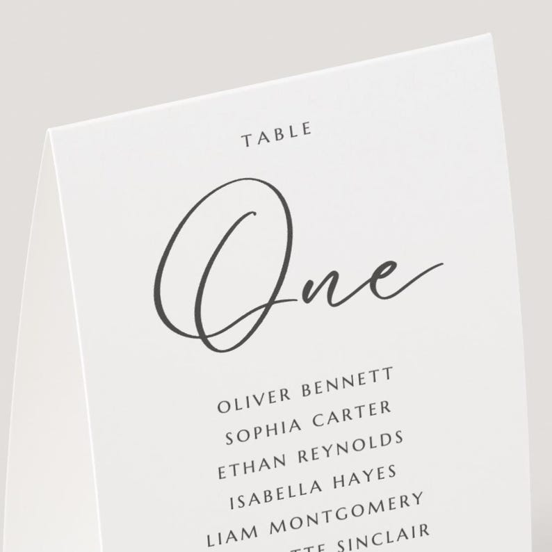 Modern Wedding Table Tent Template, Minimalist Table Numbers, Foldable ...