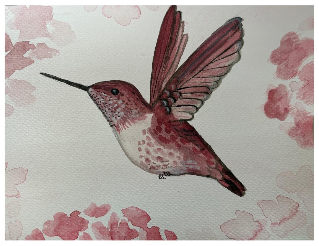 Pink Hummingbird Watercolor Print - Etsy