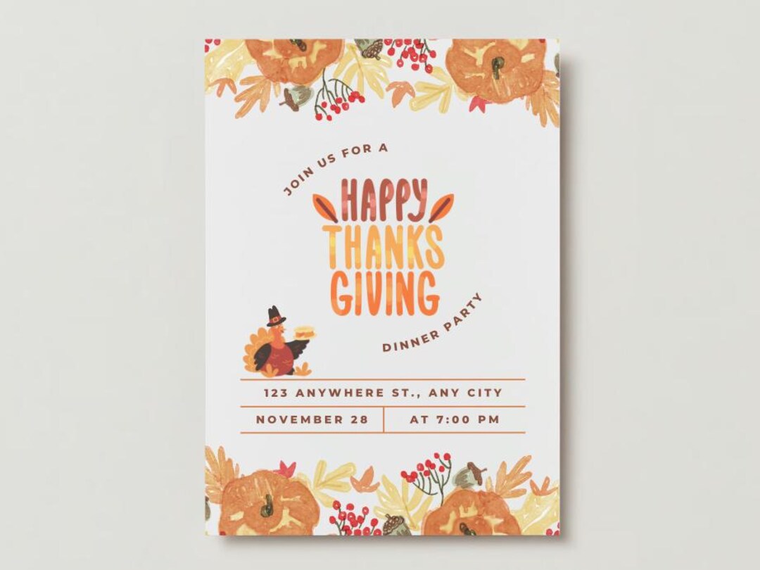 Editable Thanksgiving Dinner Invitation #2 | Fall Party Printable - Etsy
