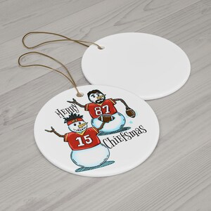 Merry Chiefsmas Snowmen Football, Mahomes and Kelce, KC Chiefs, Ceramic ...